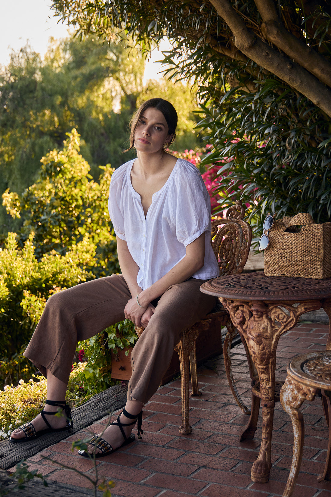 JAIMI WOVEN LINEN BUTTON FRONT TOP – Velvet by Graham & Spencer